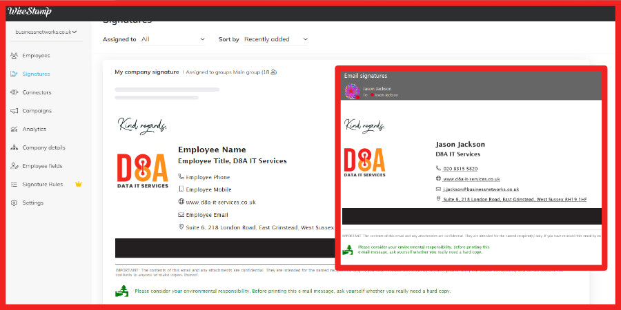 Standardised Email Signature System
